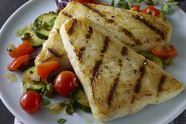 Tender Wild Alaska Pollock with Fresh Mediterranean Salad